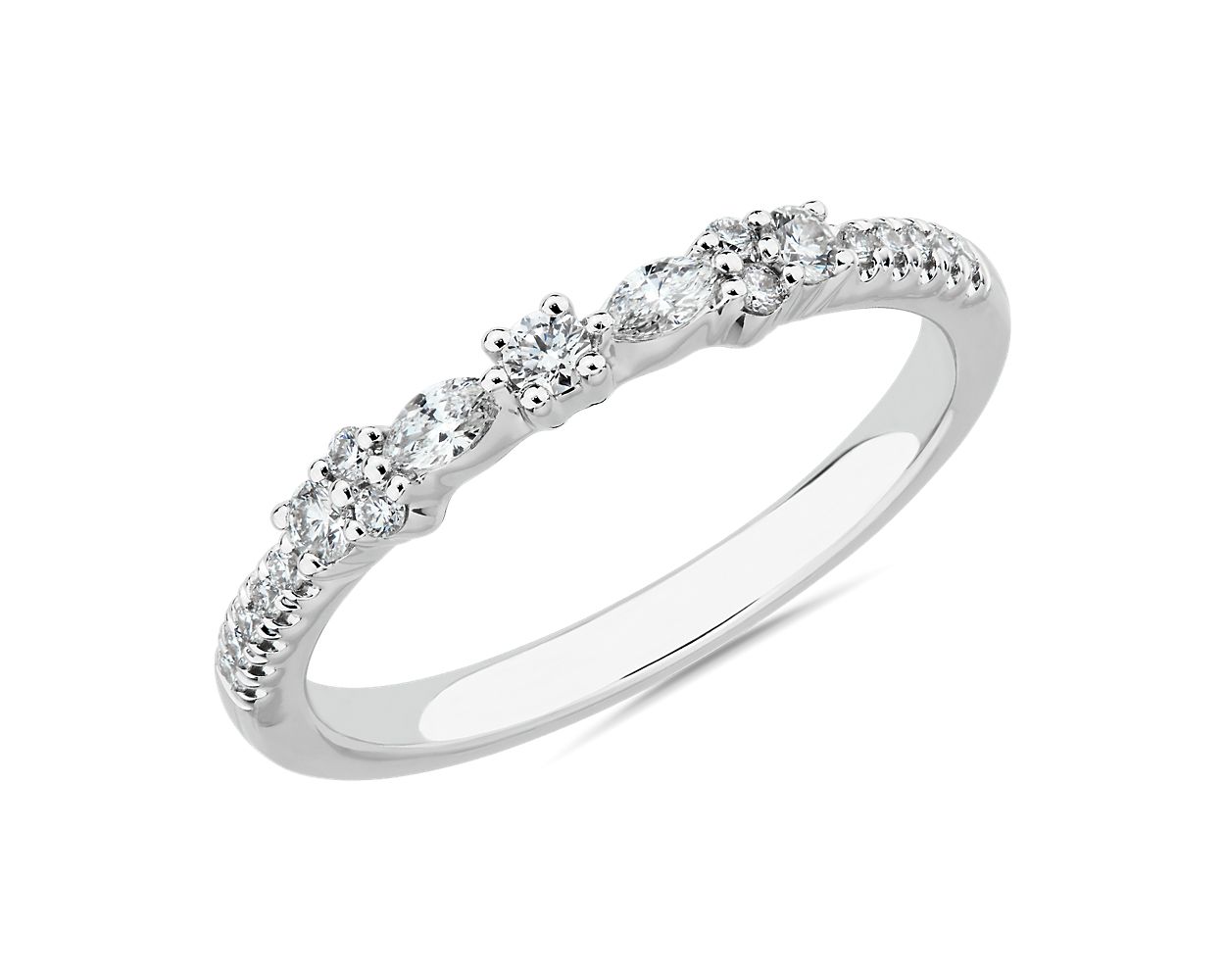 Marquise and Round Bow Diamond Ring in 14k White Gold (1/5 ct. tw.)