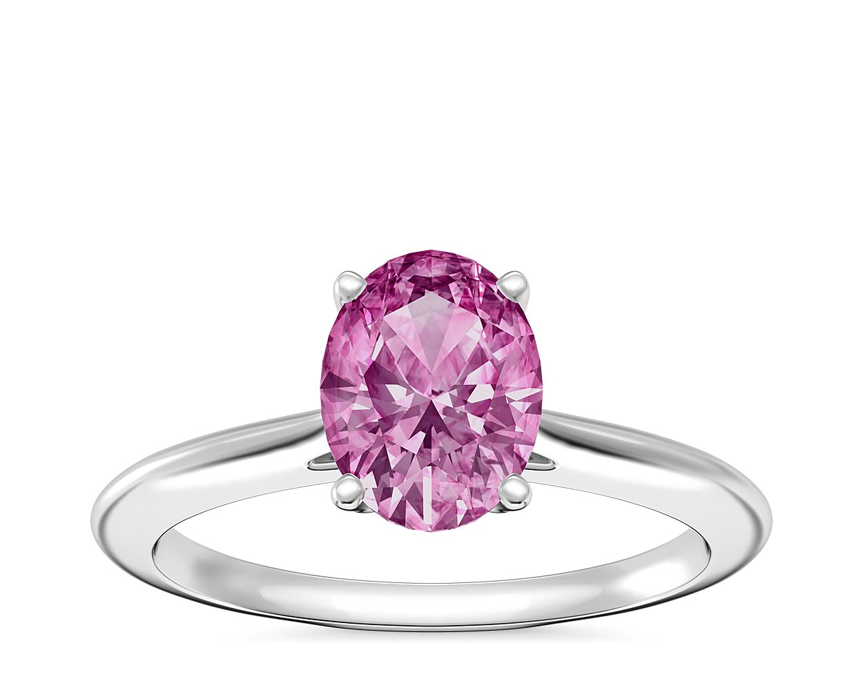Knife Edge Solitaire Plus Diamond Engagement Ring with Oval Pink ...