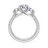 Modern Trellis Three Stone Diamond Engagement in 18k White Gold