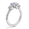Modern Trellis Three Stone Diamond Engagement in 18k White Gold