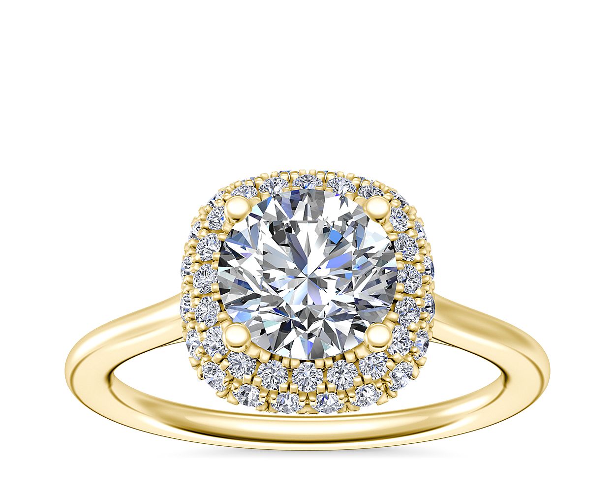 Rollover Halo Diamond Basket Engagement Ring in 14k Yellow Gold (3/8 ct ...