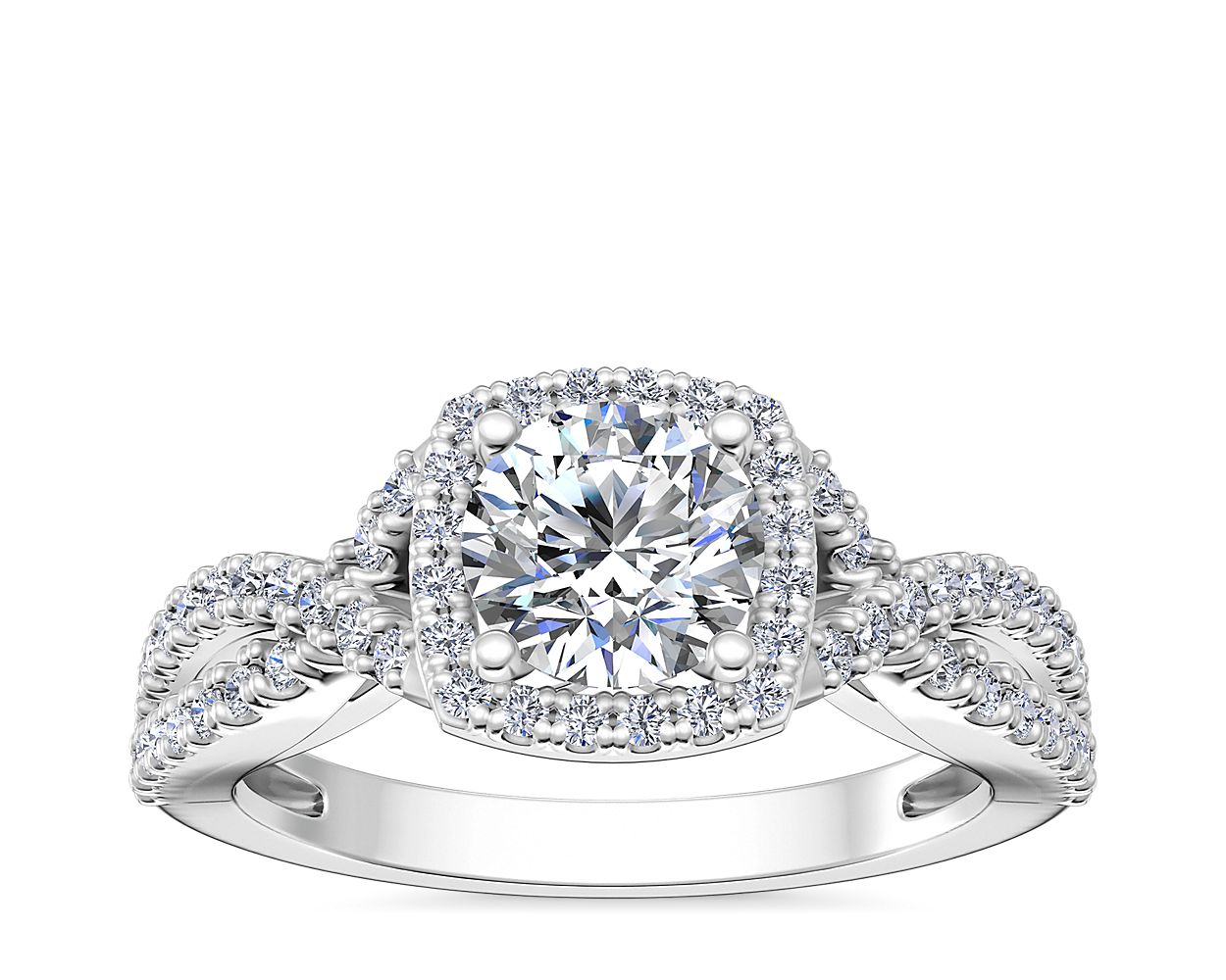 Twist Halo Diamond Engagement Ring in Platinum (1/2 ct. tw.)