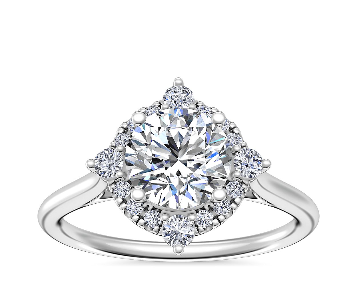 Compass Halo Diamond Engagement Ring in Platinum (1/5 ct. tw.)