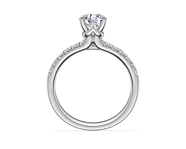 Mini Micropavé Diamond Engagement Ring in 14k White Gold