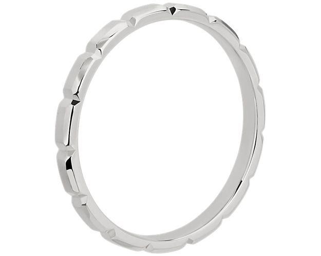 Vertical Bevel Stackable Stackable Ring in 14k White Gold (2mm)