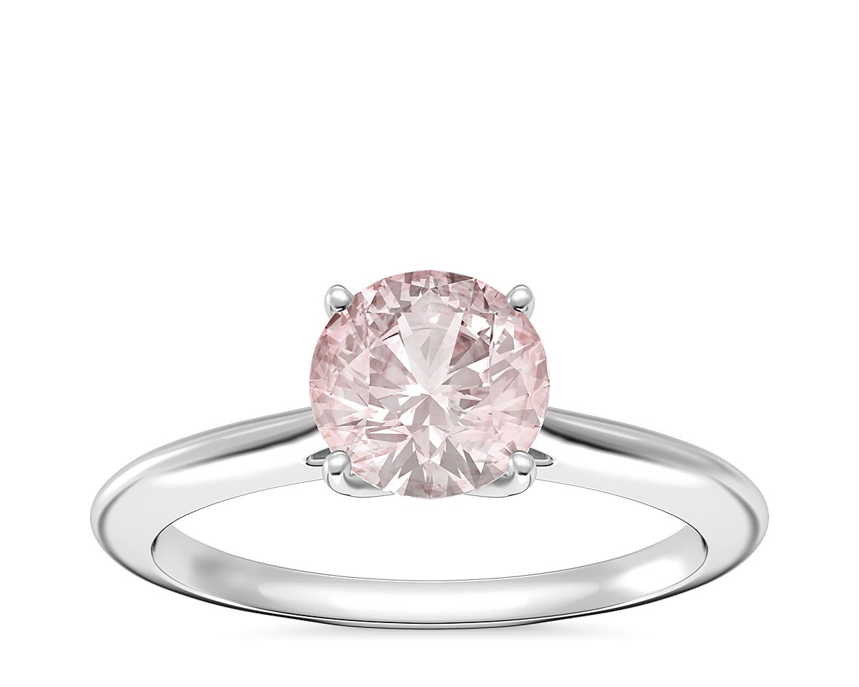 Knife Edge Solitaire Plus Diamond Engagement Ring with Round Morganite ...