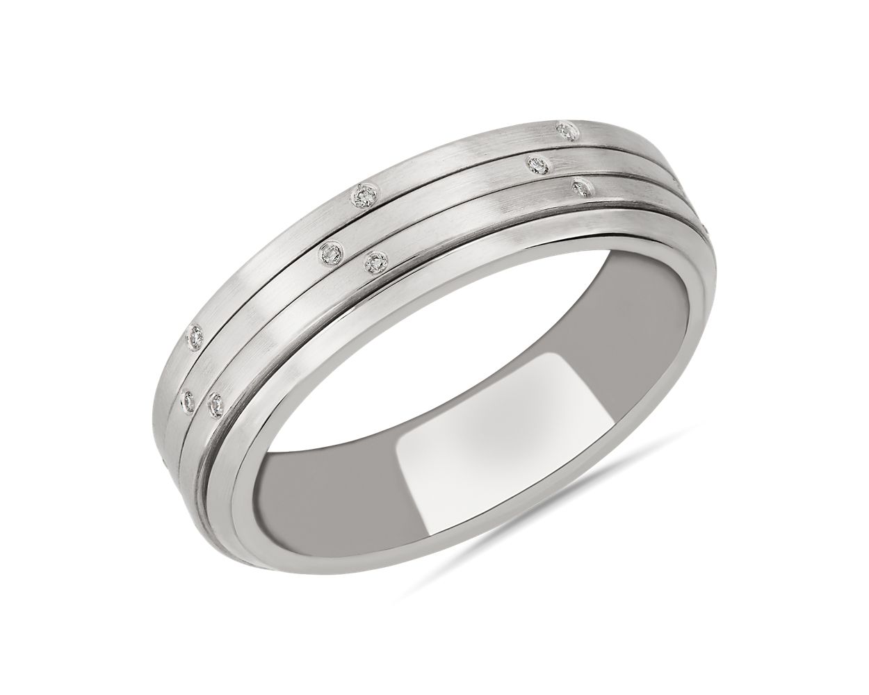 Triple Row Spinning Wedding Ring in 18k White Gold (6 mm, 1/4 ct. tw.)