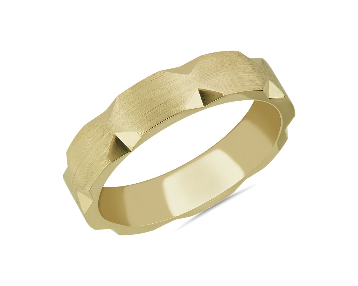Contemporary Hexagon Cut Stackable Ring in 18k Yellow Gold (5mm)
