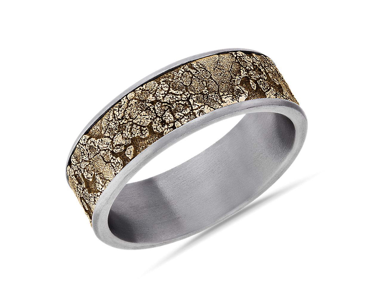 Rubble Rock Wedding Ring in 14k Yellow Gold and Tantalum Edge (7.5mm)