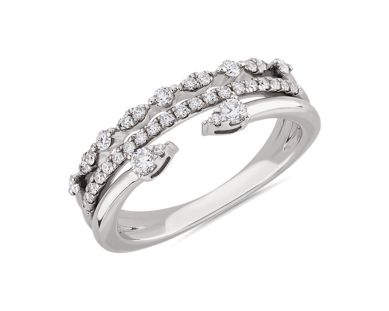 Open Stacked Diamond Ring in 14k White Gold (1/3 ct. tw.)