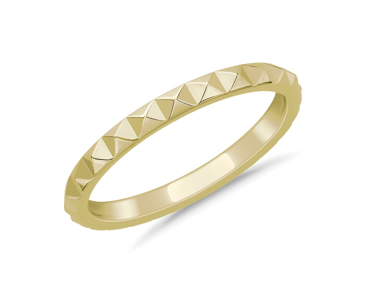 Stackable Pyramid Satin Finish Ring in 18k Yellow Gold (2mm)