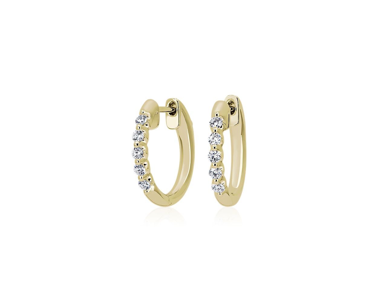 Floating Front Facing Diamond Hoop Earrings in 14k Yellow Gold (1/4 ct. tw)