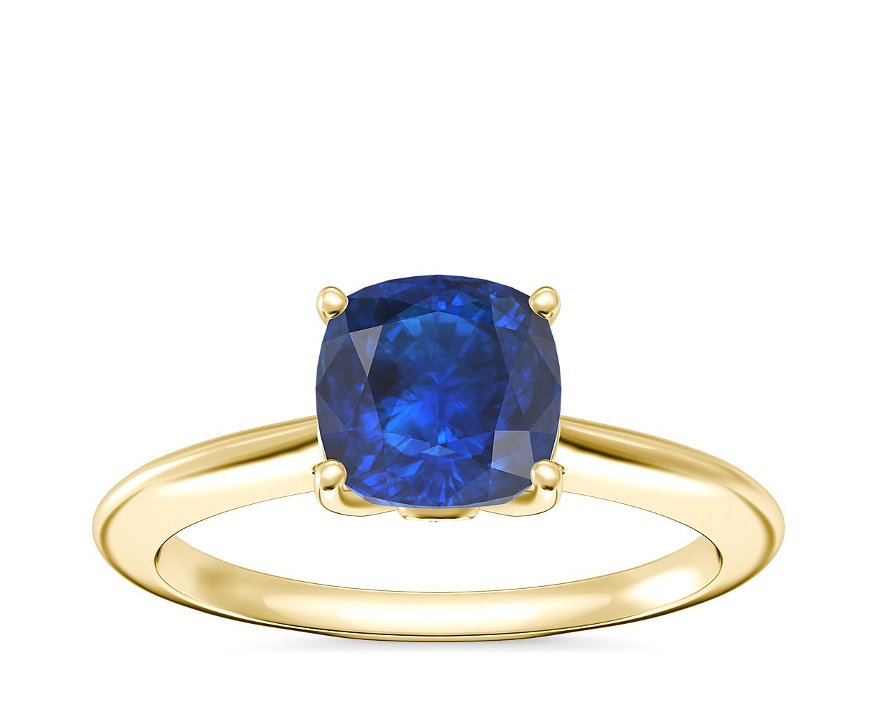 Knife Edge Solitaire Plus Diamond Engagement Ring with Cushion Sapphire ...