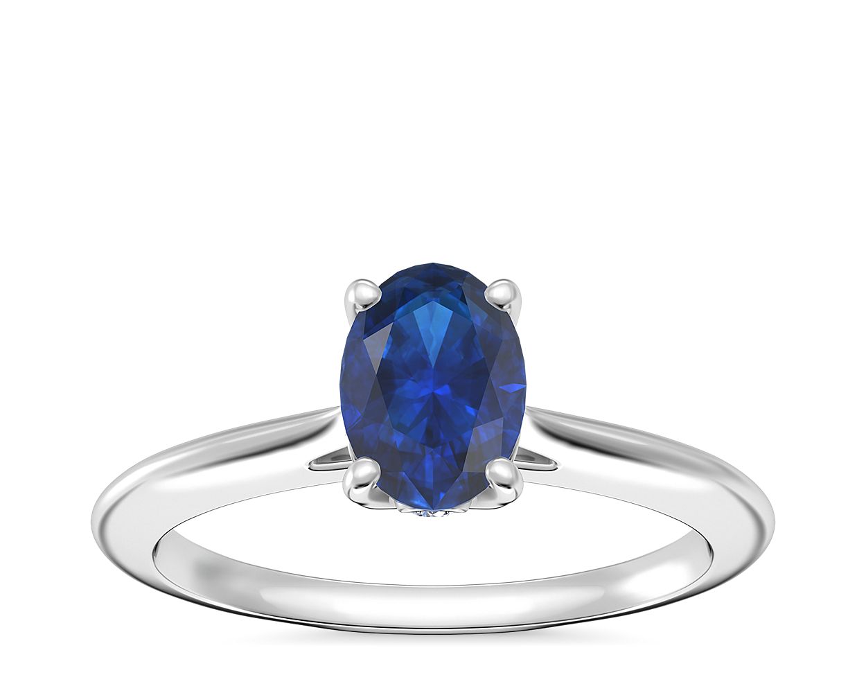 Knife Edge Solitaire Plus Diamond Engagement Ring with Oval Sapphire in ...