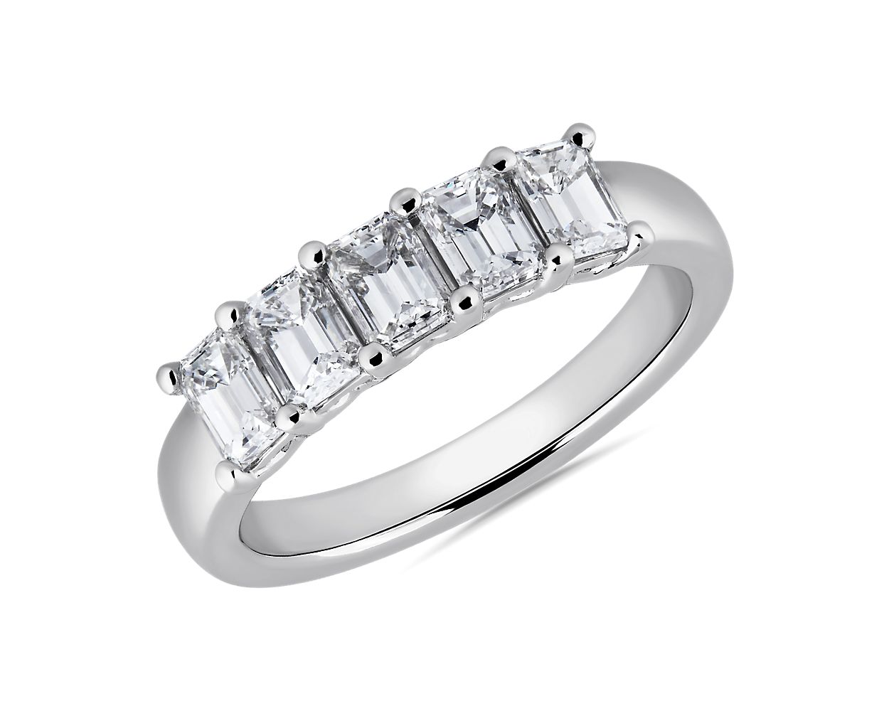 Emerald Cut Five Stone Diamond Ring in Platinum (1 1/5 ct. tw.)