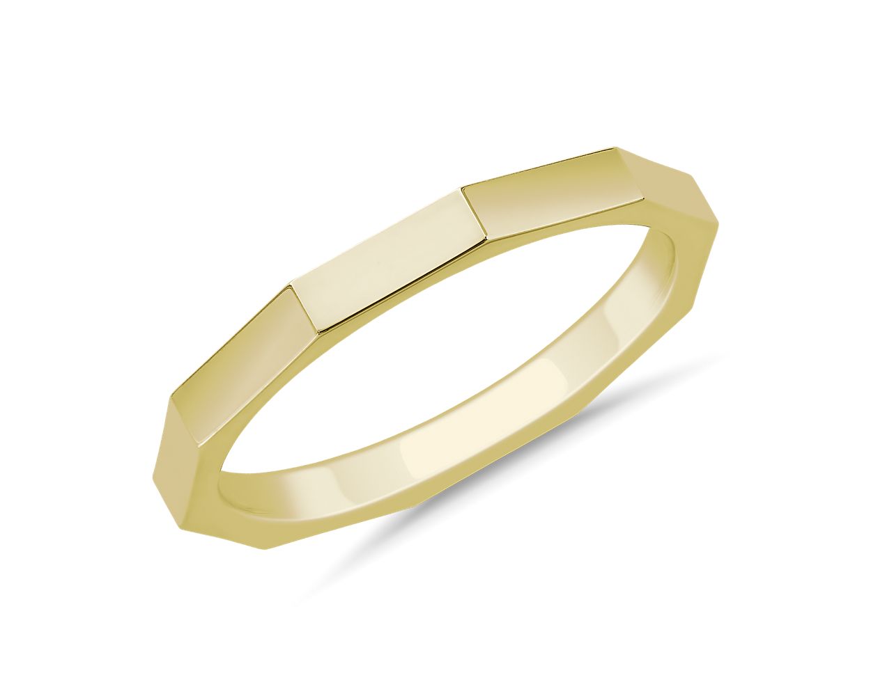 Stackable Rectangle Edged Ring in 14k Yellow Gold (2mm)