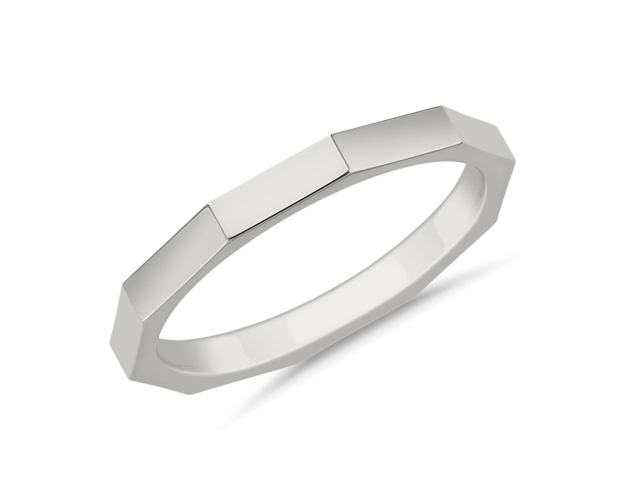 Stackable Rectangle Edged Ring in Platinum (2mm)