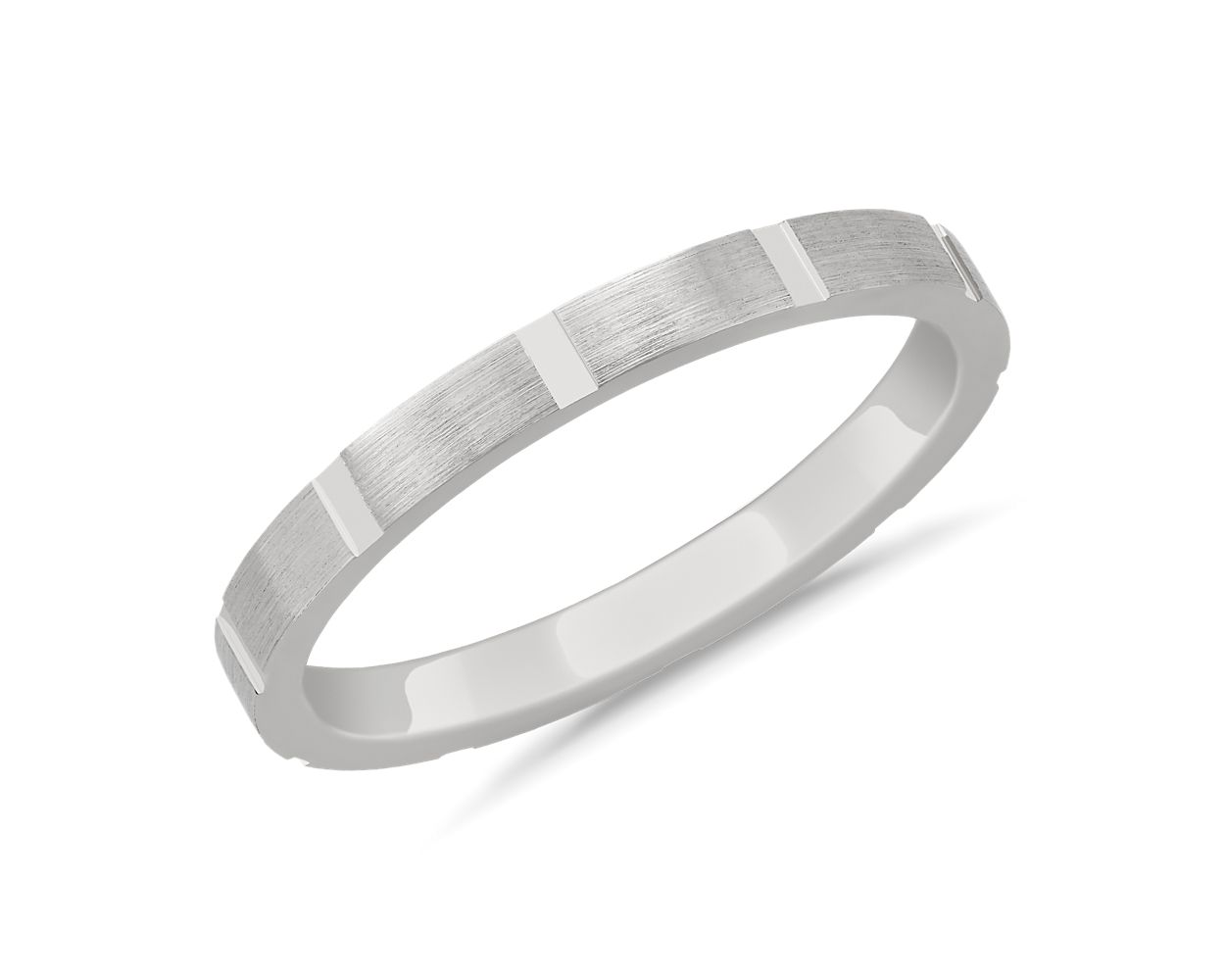 Stackable Cut Rectangle Ring in Platinum (2mm)