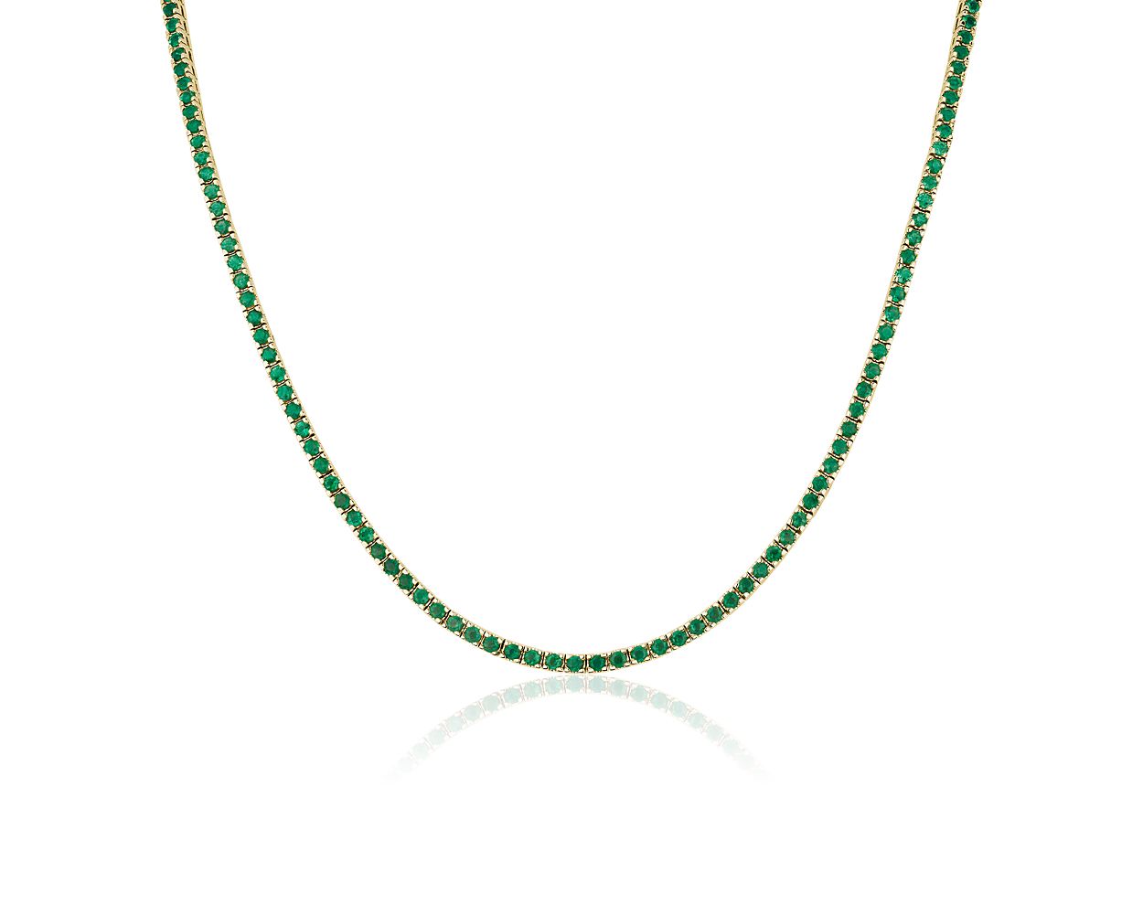 17.5" Emerald Eternity Necklace in 14k Yellow Gold