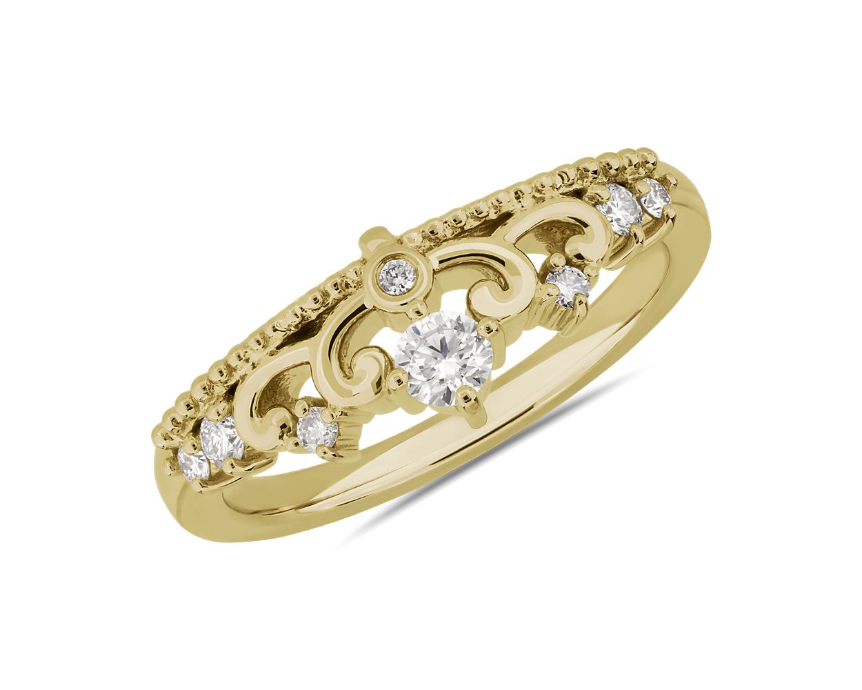 Intricate Crown Jewel Diamond Ring in 18k Yellow Gold (1/4 ct. tw.)
