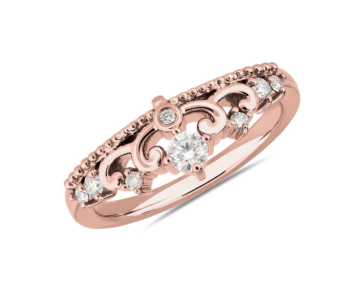 Intricate Crown Jewel Diamond Ring in 18k Rose Gold (1/4 ct. tw.)