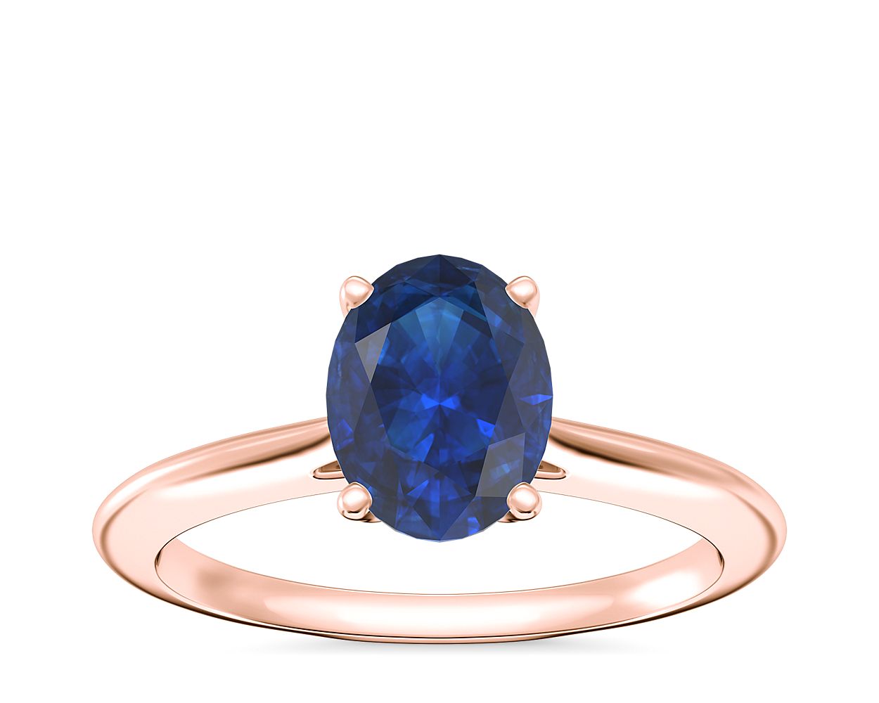 Knife Edge Solitaire Plus Diamond Engagement Ring with Oval Sapphire in ...