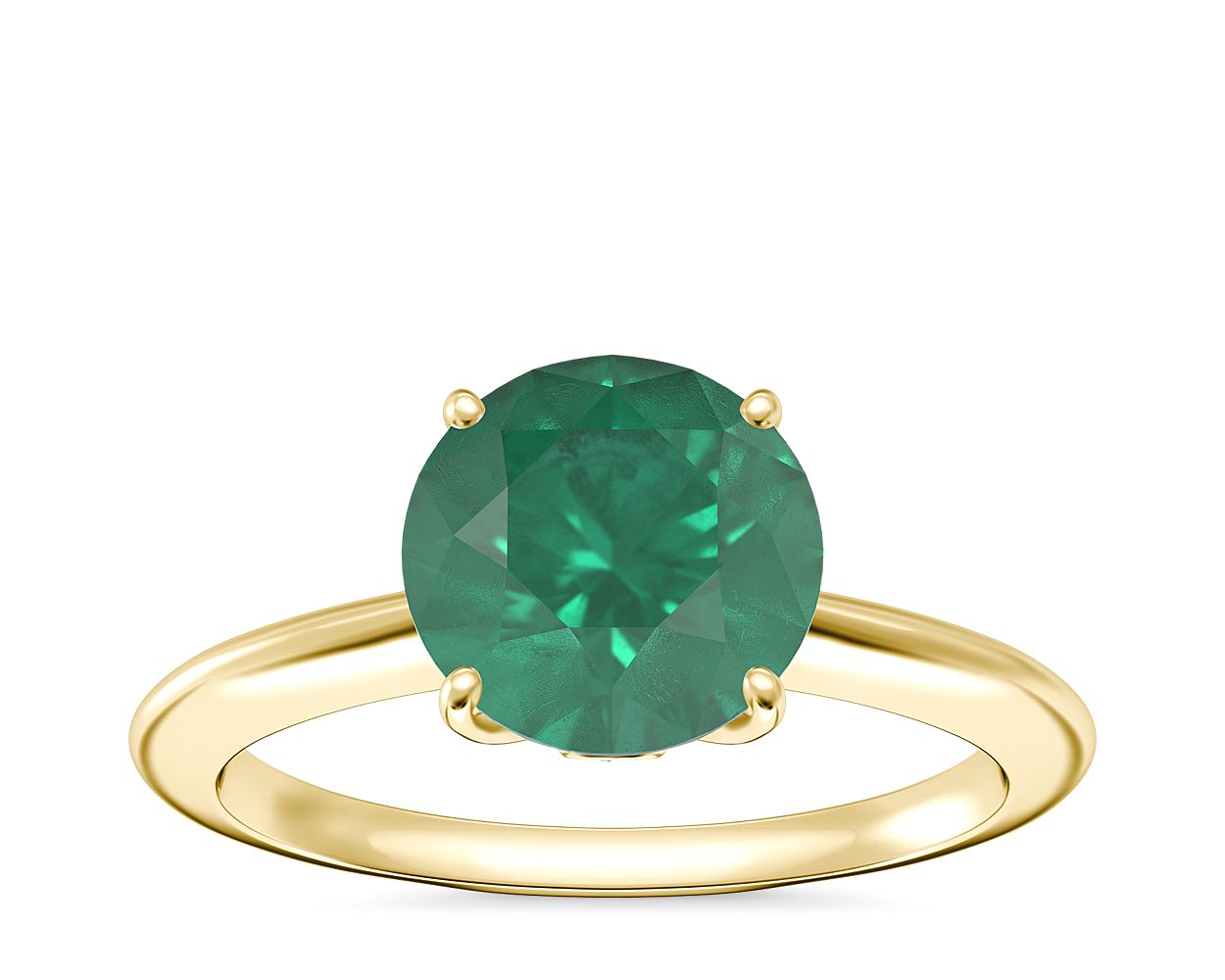 Knife Edge Solitaire Plus Diamond Engagement Ring with Round Emerald in ...