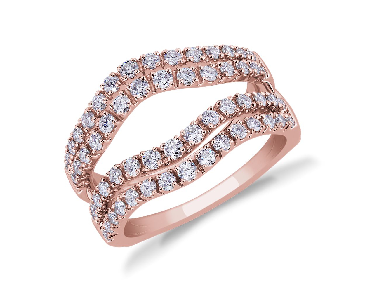 Curved Two Row Pavé Diamond Ring Insert in 18k Rose Gold (1 ct. tw.)