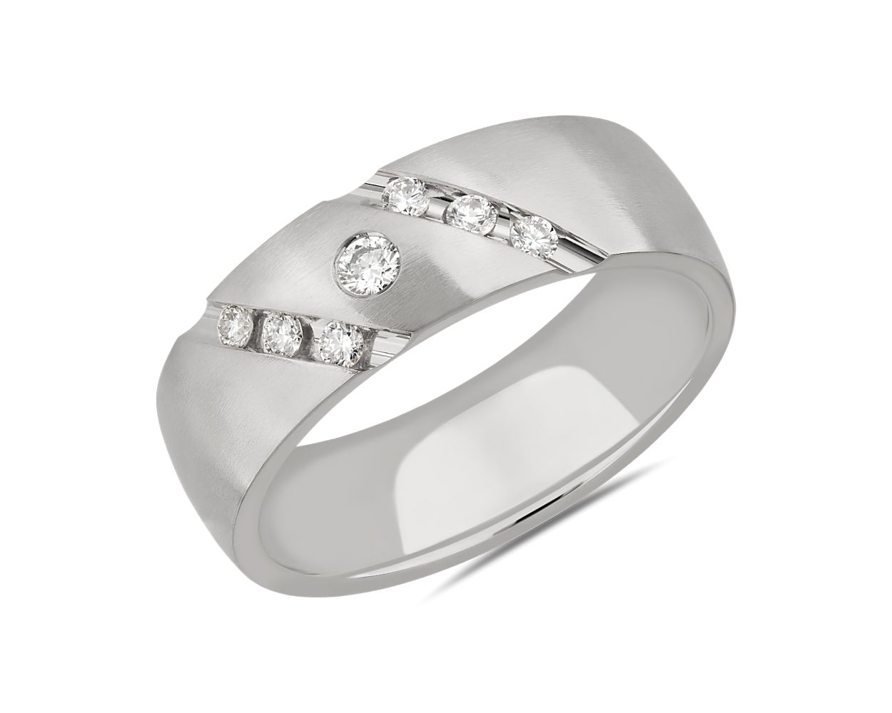 Diagonal Diamond Highlight Wedding Ring in 14k White Gold (7 mm, 1/4 ct ...