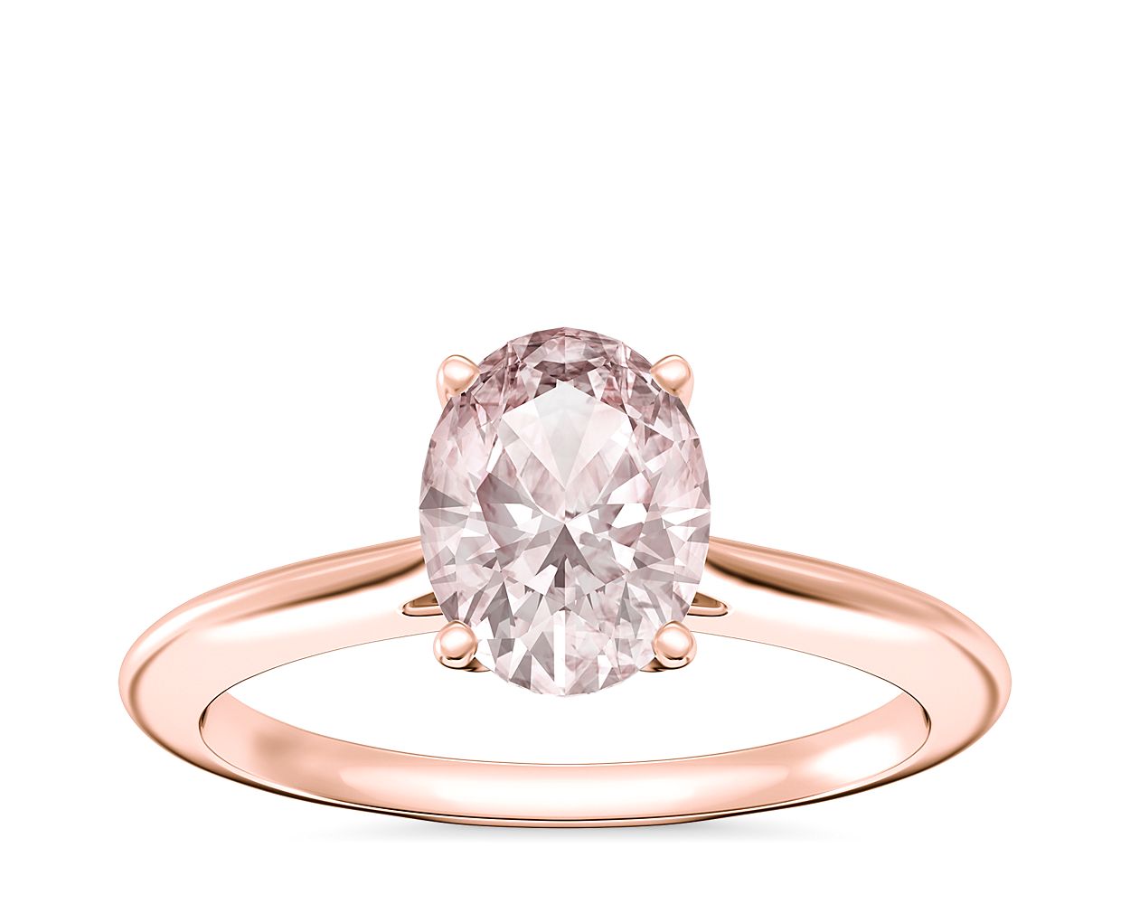 Knife Edge Solitaire Plus Diamond Engagement Ring with Oval Morganite ...