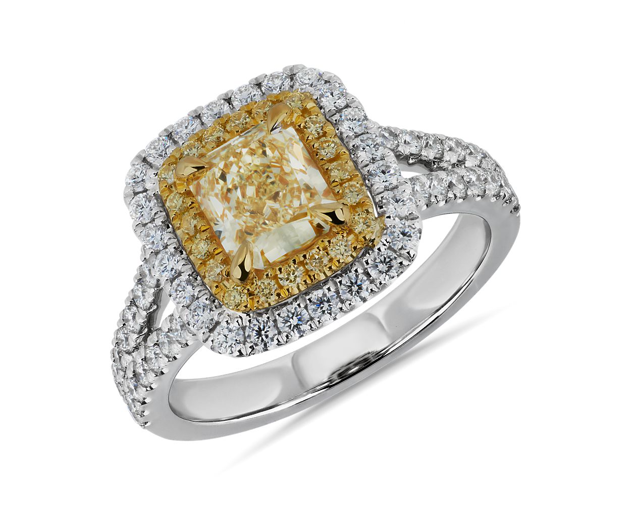 Extraordinary Collection: Yellow Radiant-Cut Diamond and Double Halo ...