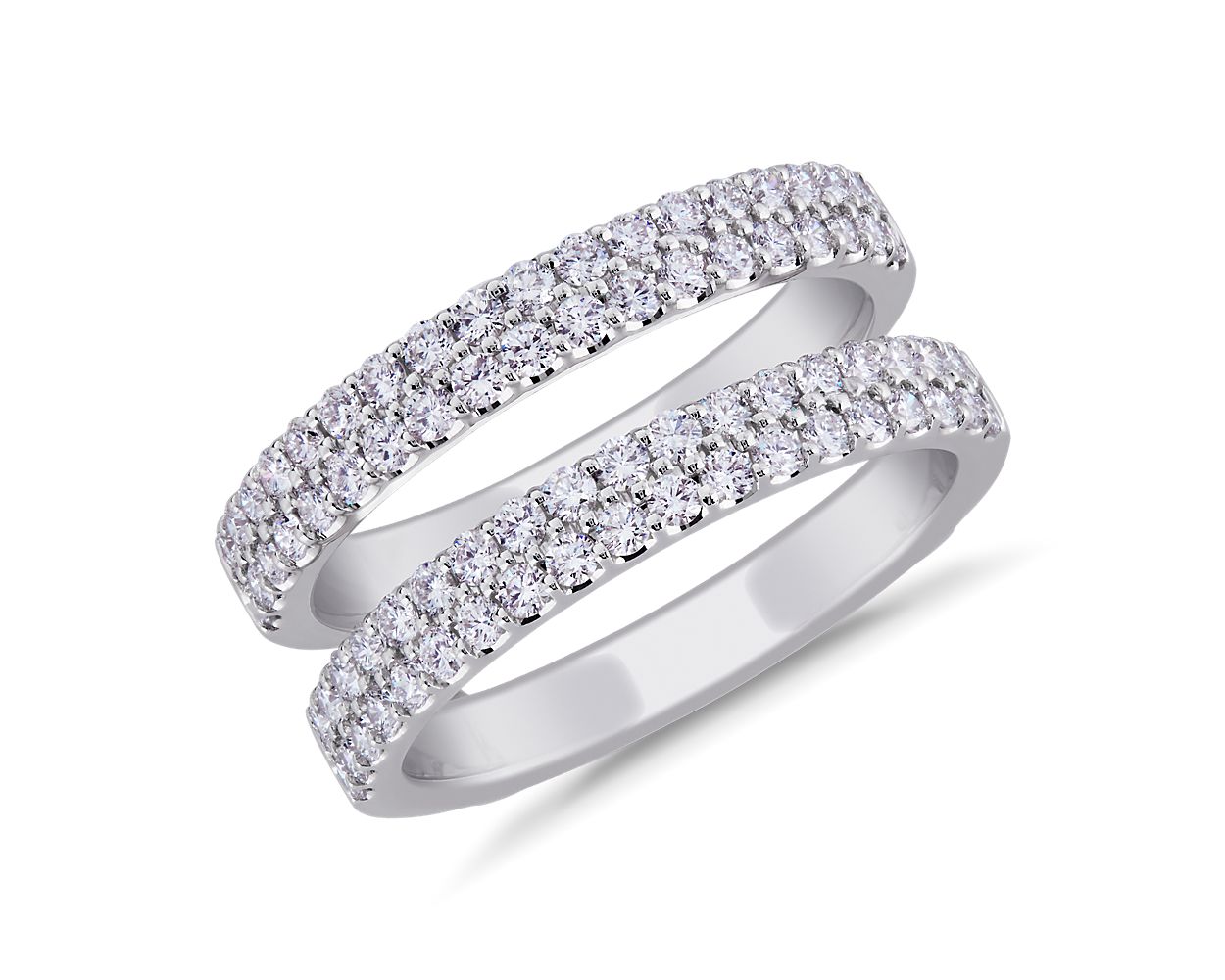 Two Row Pavé Diamond Ring Insert in 14k White Gold (1 ct. tw.)