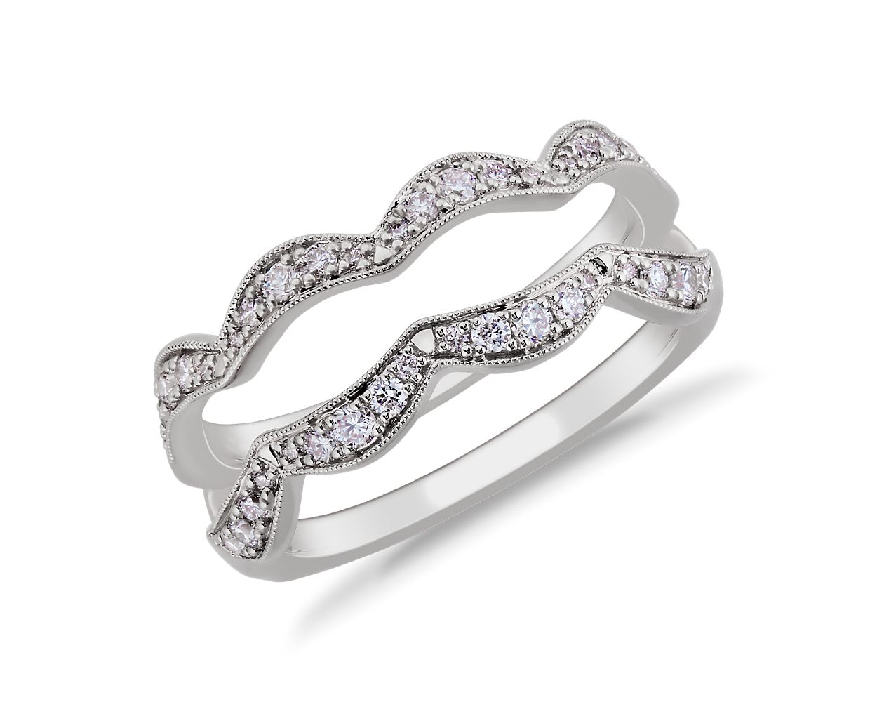 Scalloped Milgrain Diamond Ring Insert in 14k White Gold (3/8 ct. tw.)