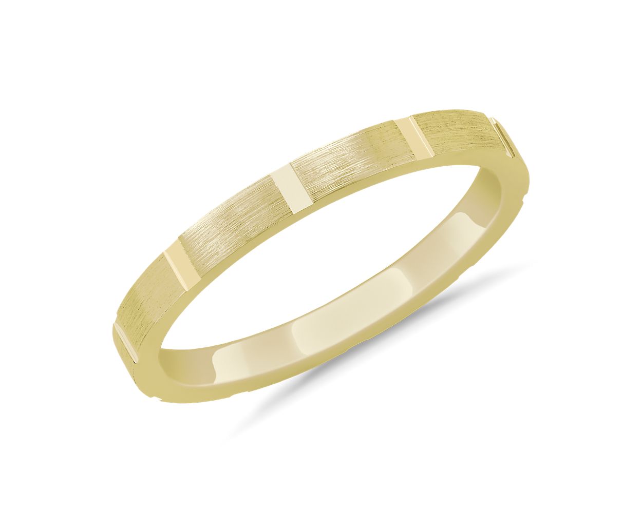 Stackable Cut Rectangle Ring in 18k Yellow Gold (2mm)