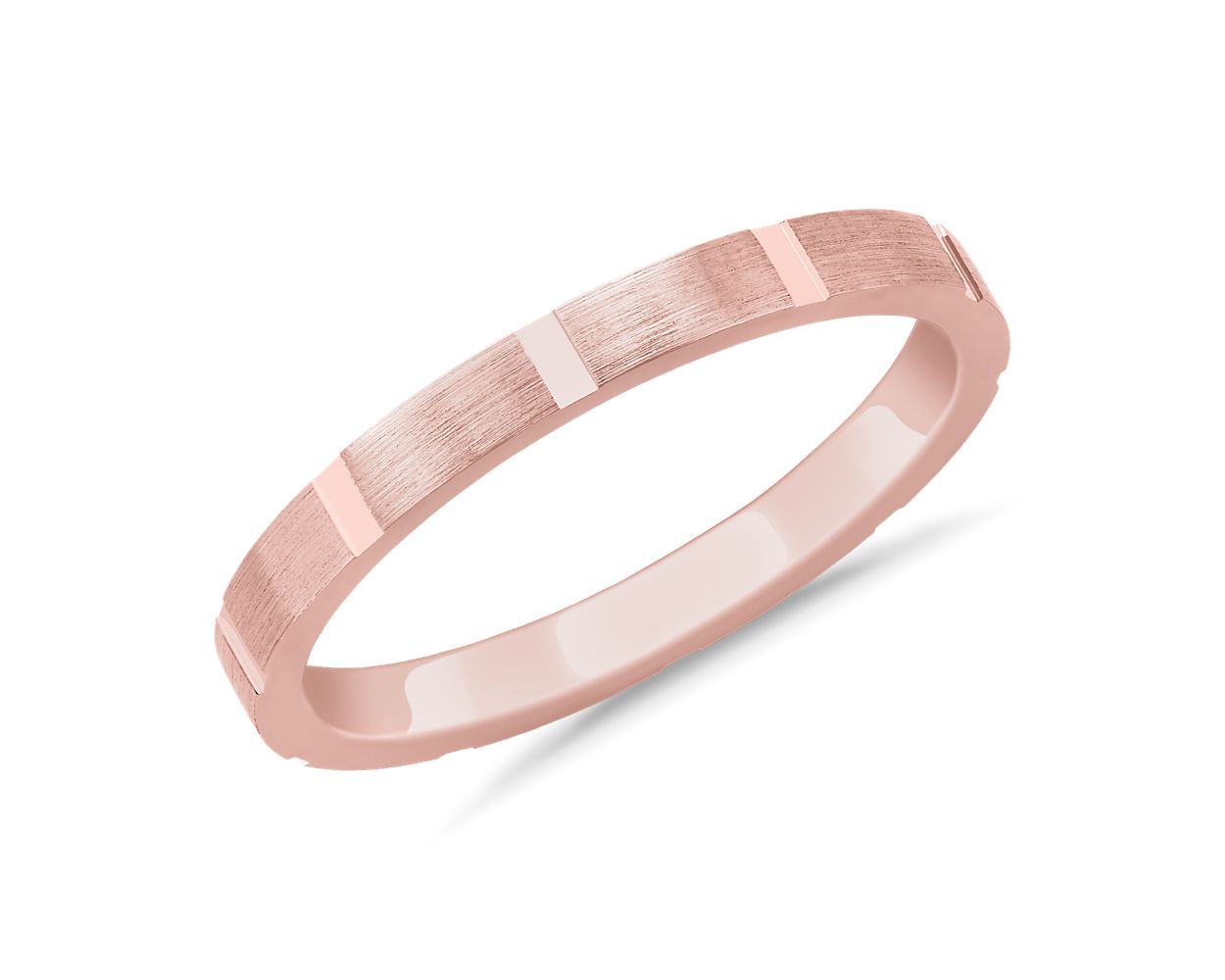 Stackable Cut Rectangle Ring in 18k Rose Gold (2mm)