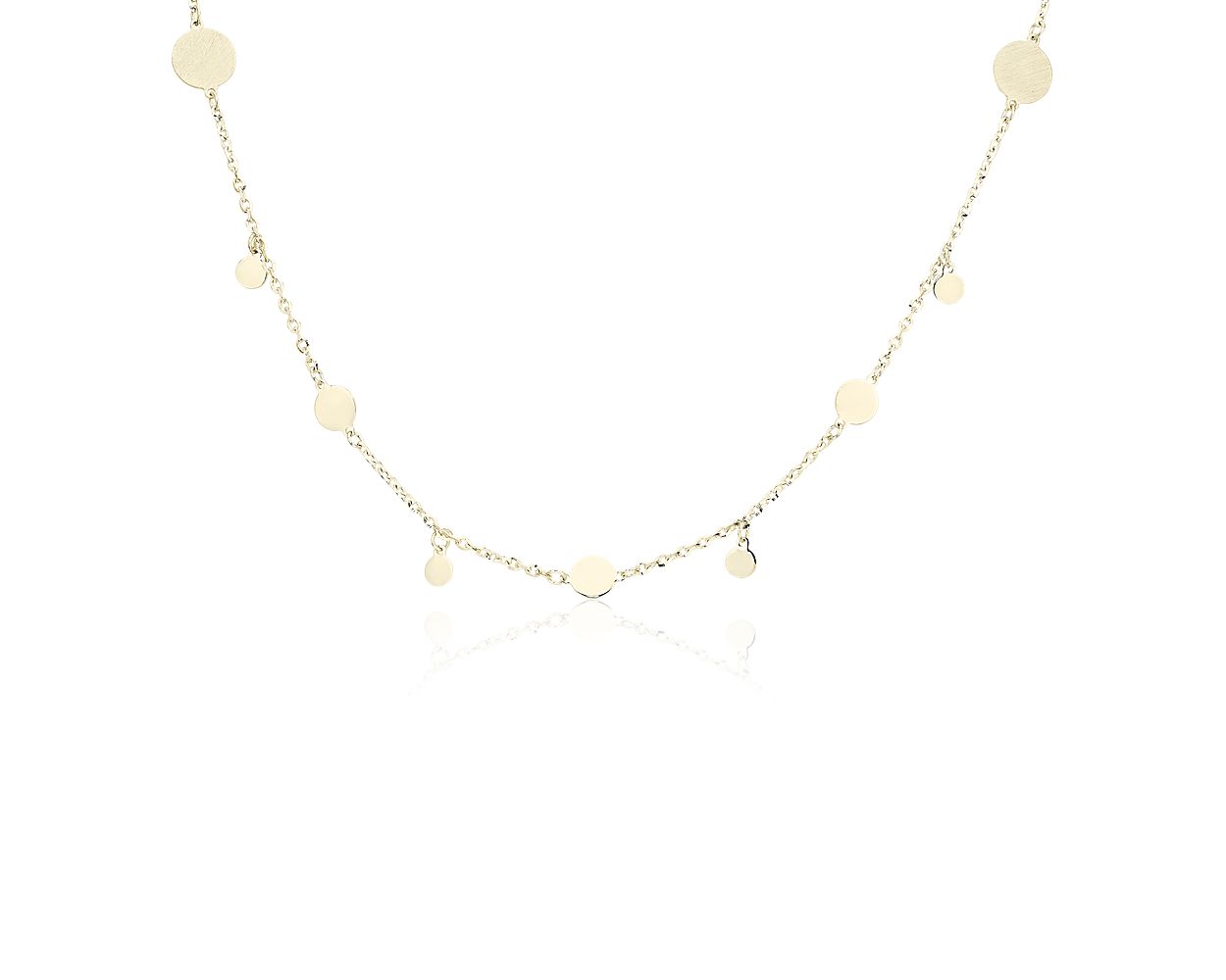18" Dangling Disc Necklace in 14k Italian Yellow Gold (1.3 mm)