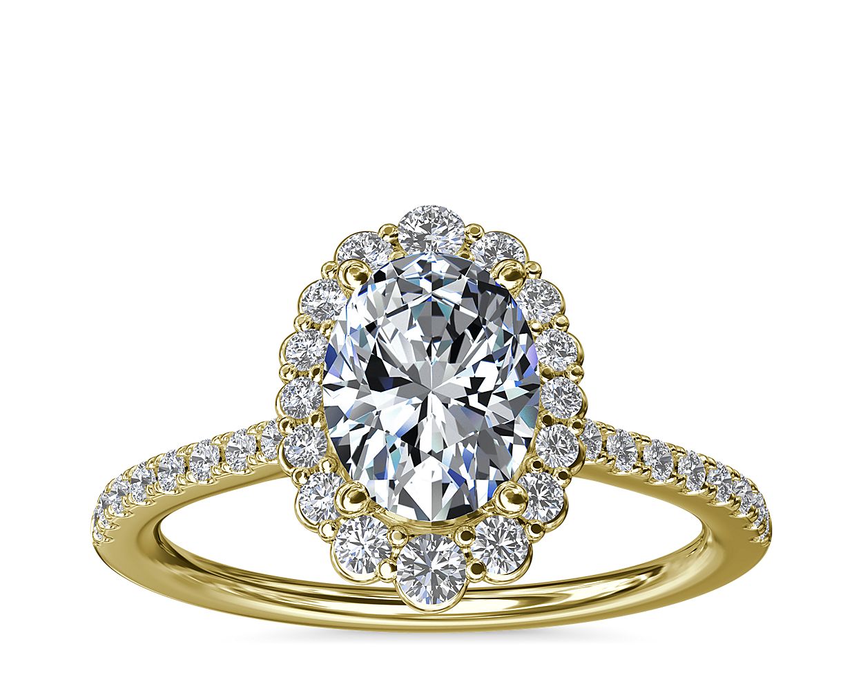 Crescendo Oval Halo Diamond Engagement Ring in 14k Yellow Gold (1/3 ct ...
