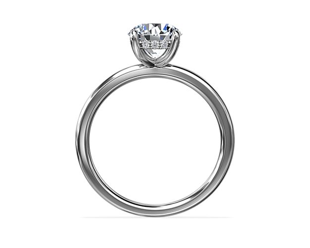 Solitaire Plus Hidden Halo Diamond Engagement Ring in 18k White Gold