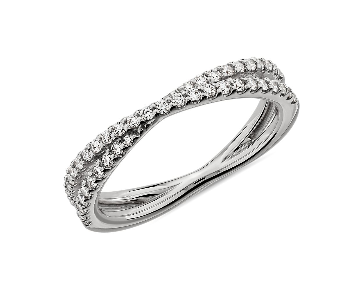 Contemporary Criss-Cross Diamond Ring in 14k White Gold (1/4 ct. tw.)