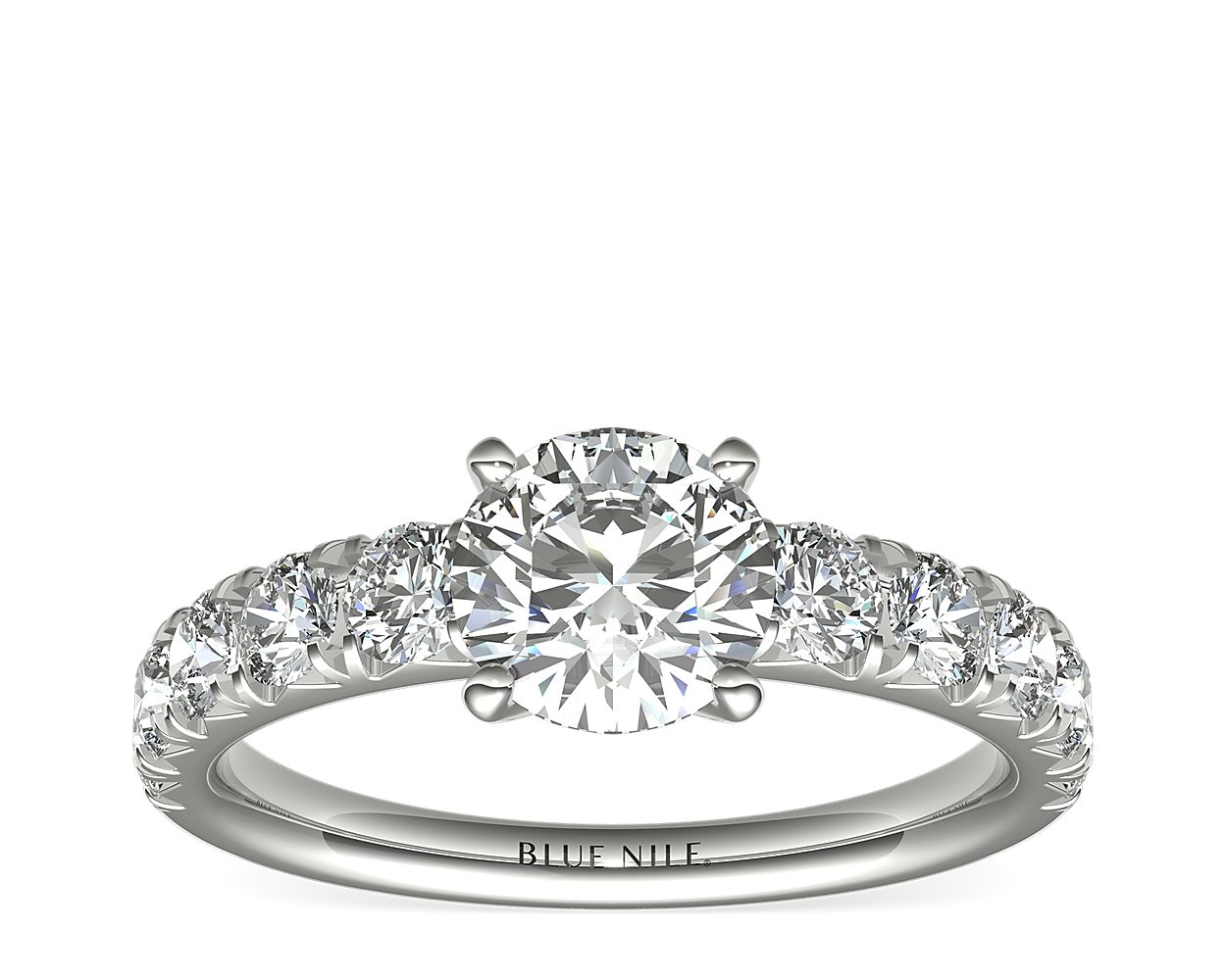 French Pavé Diamond Engagement Ring in Platinum (1 ct. tw.)