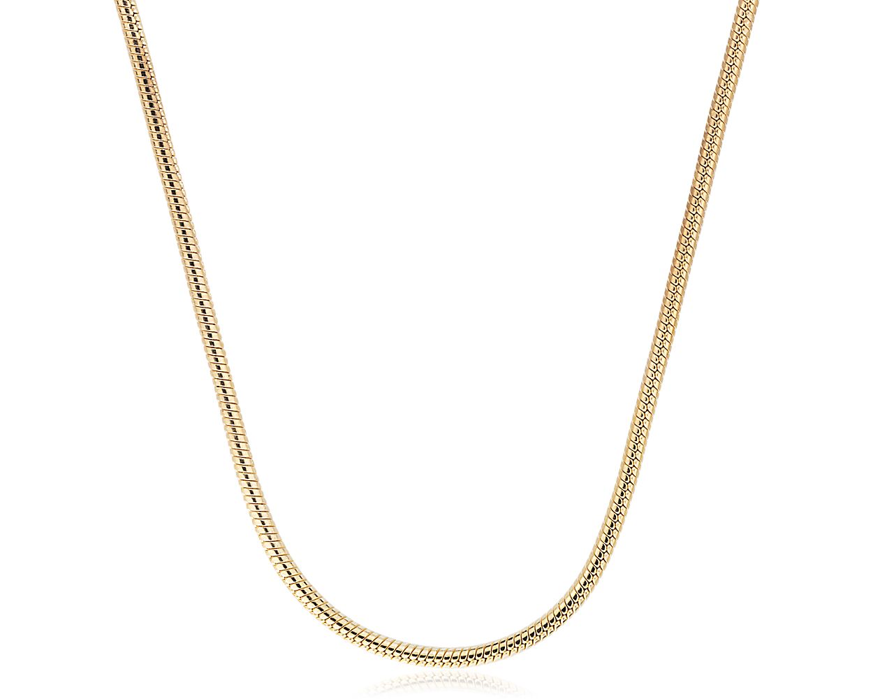 24" Round Snake Chain in 14k Yellow Gold (1.1 mm)
