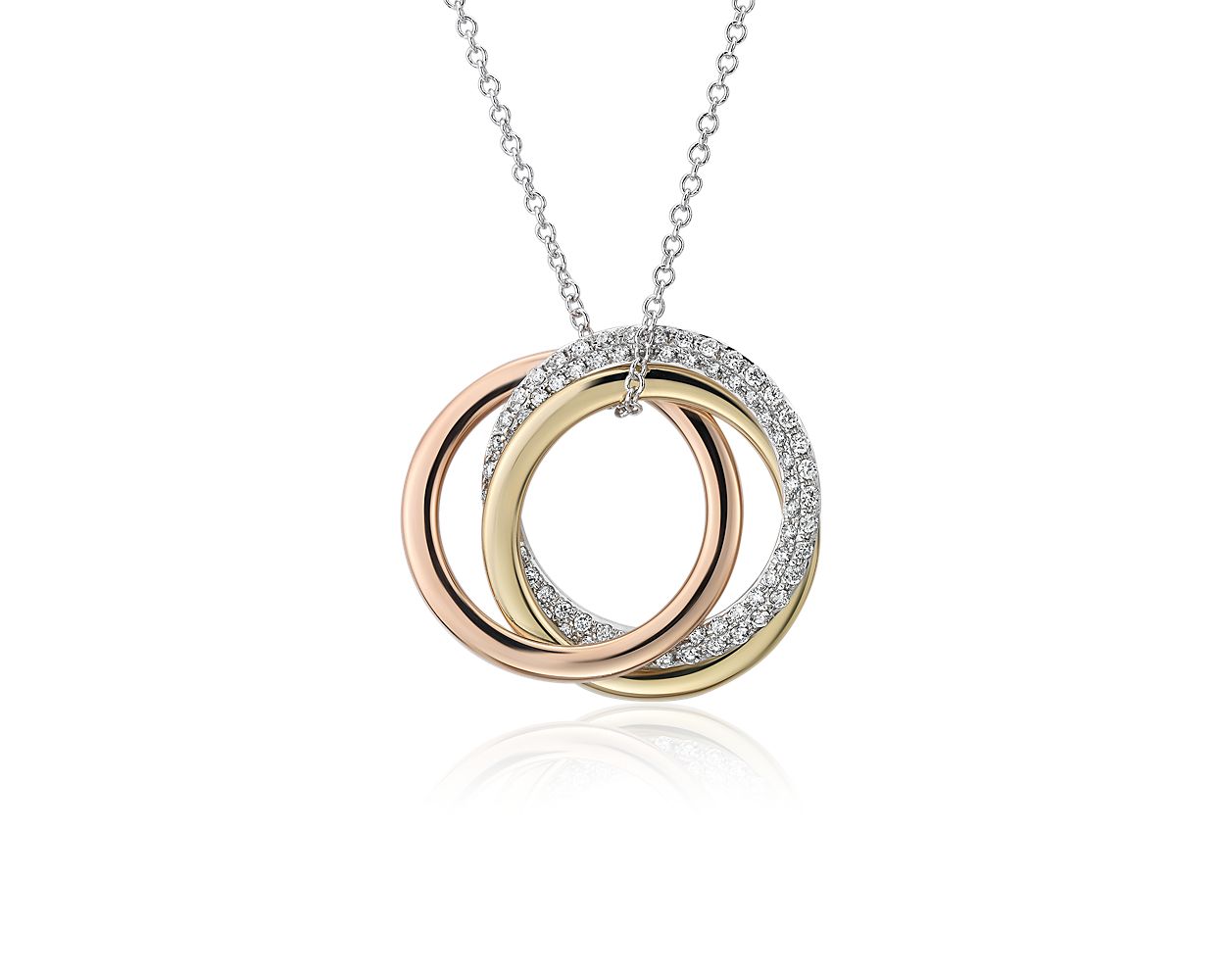 Infinity Trio Diamond Pendant in 14k Tri-color Gold (1/3 ct. tw.)