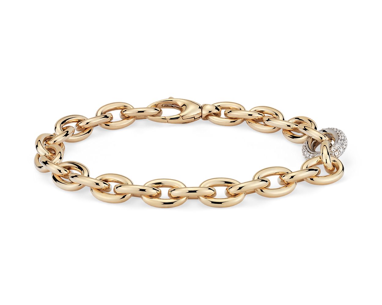 Chain Link Diamond Bracelet in 18k Italian Yellow Gold