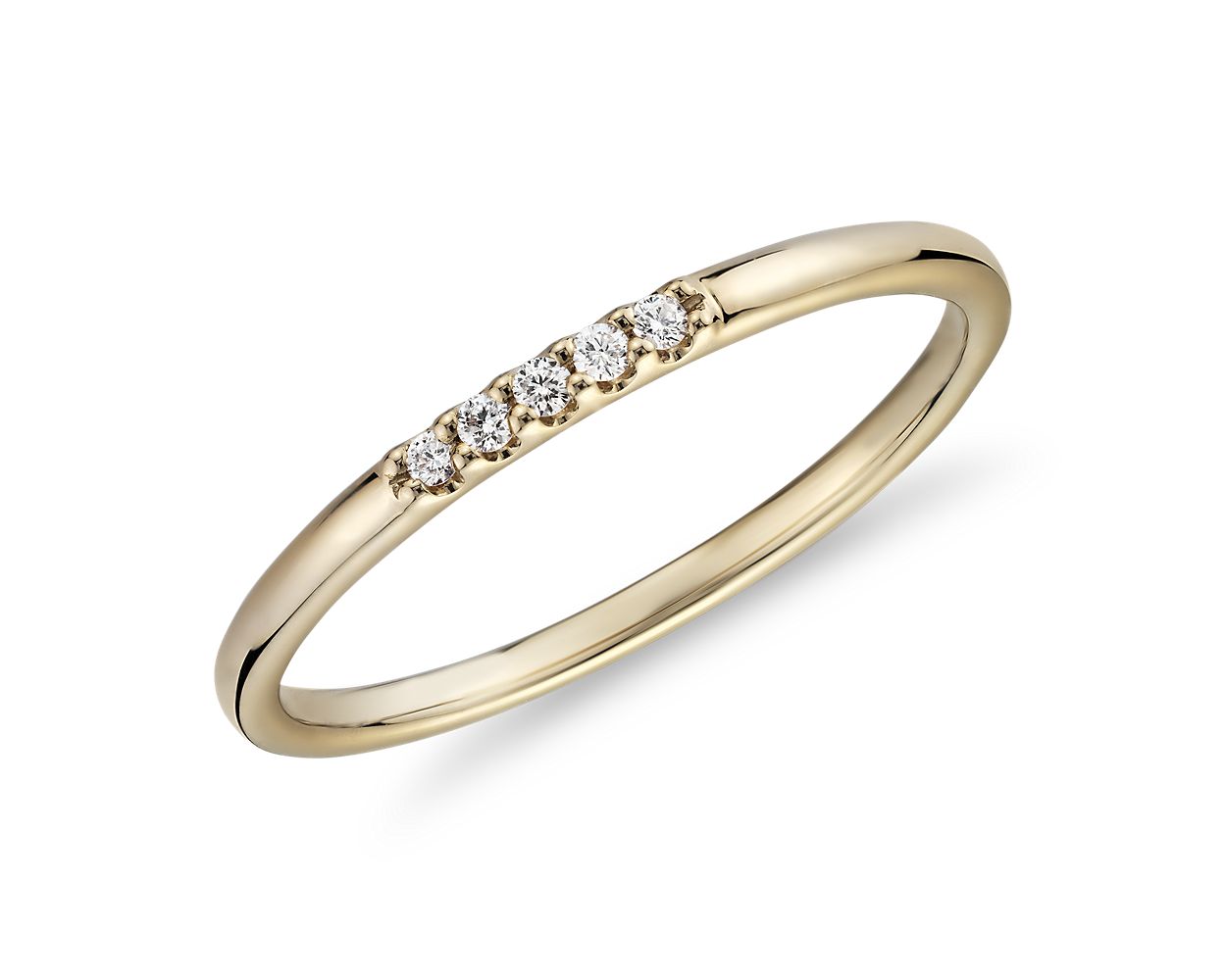 Ultra Mini Diamond Pavé Stackable Fashion Ring in 14k Yellow Gold