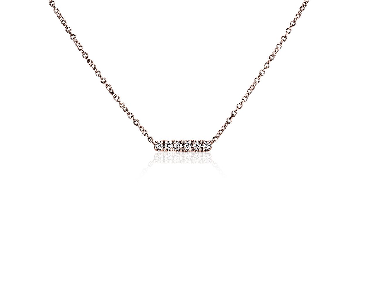 Mini Diamond Bar Necklace in 14k Rose Gold