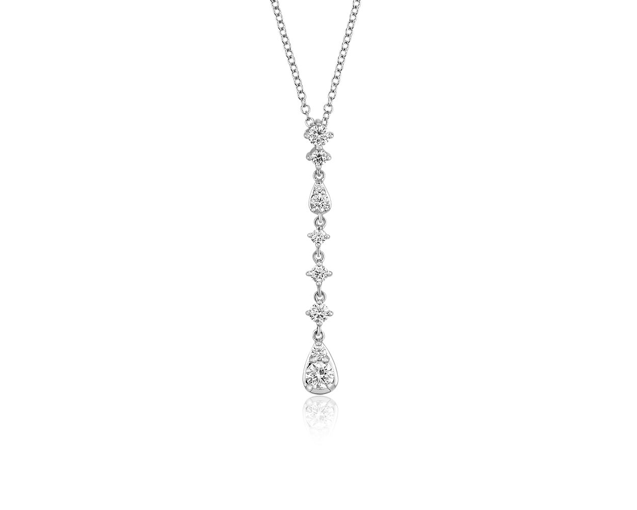 Diamond Linear Drop Pendant in 14k White Gold (3/4 ct. tw.)