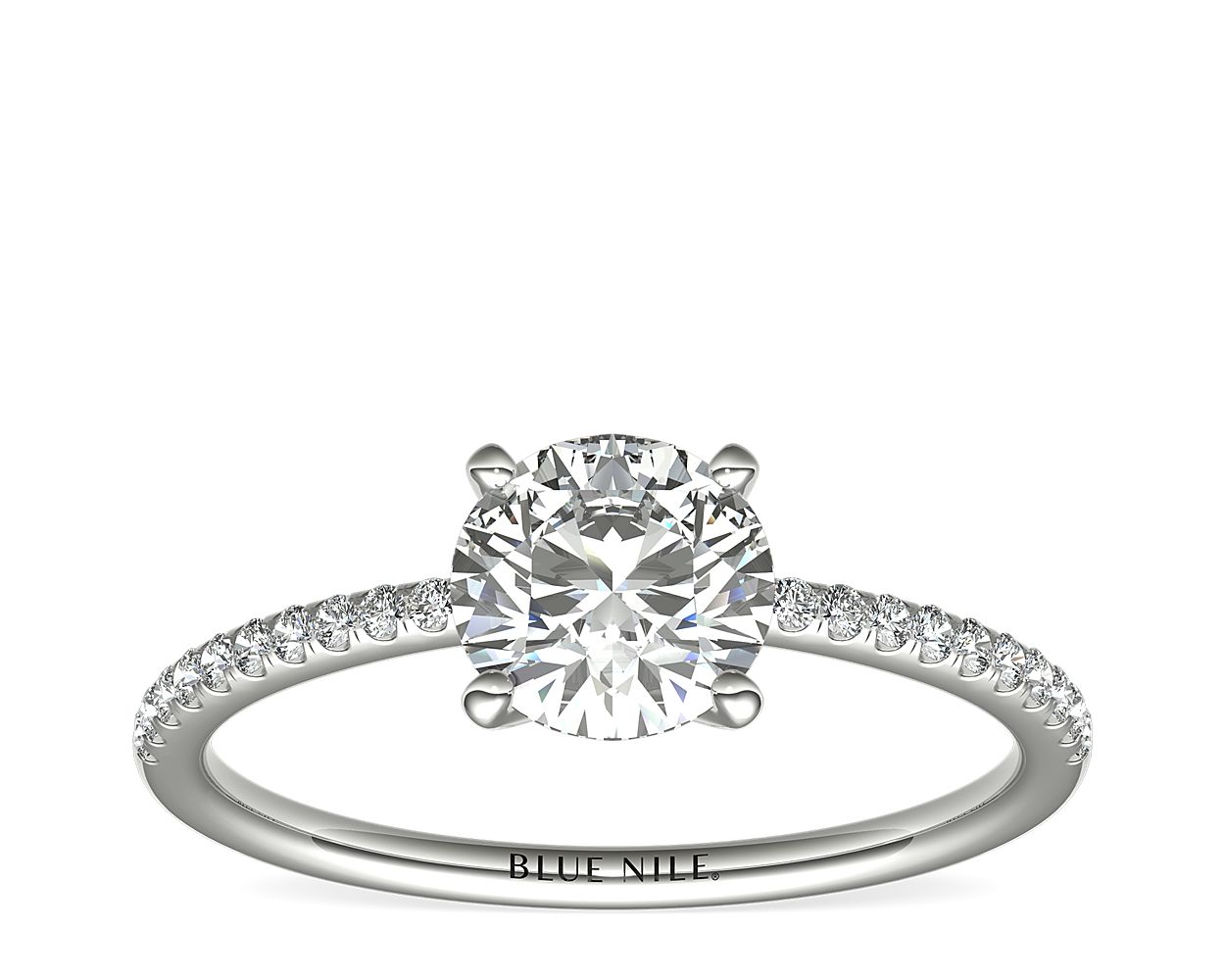 Petite Micropavé Diamond Engagement Ring in Platinum (1/10 ct. tw.)