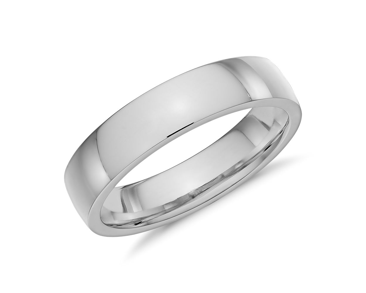 Low Dome Comfort Fit Wedding Ring in 14k White Gold (5mm)