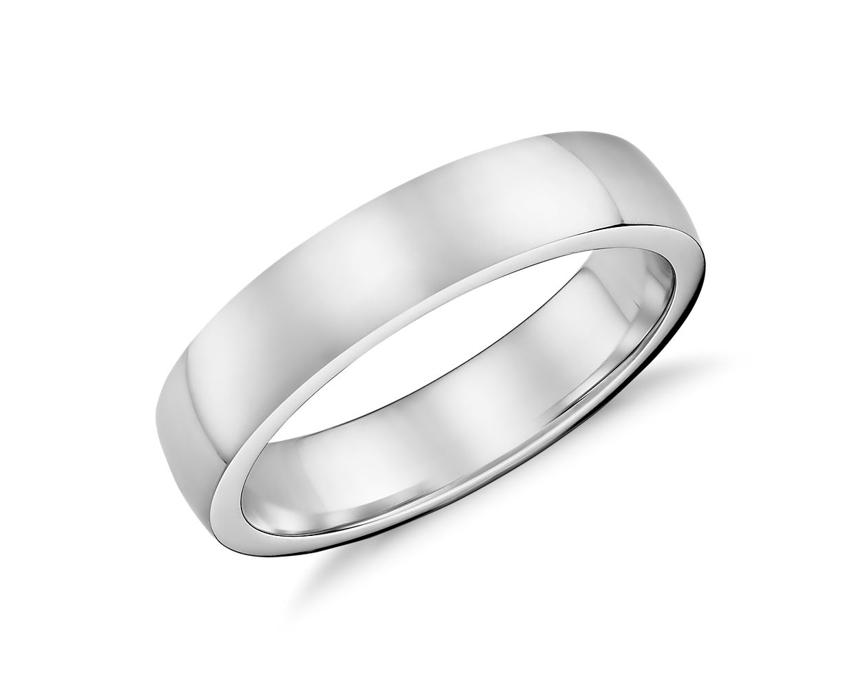 Low Dome Comfort Fit Wedding Ring in 18k White Gold (5mm)