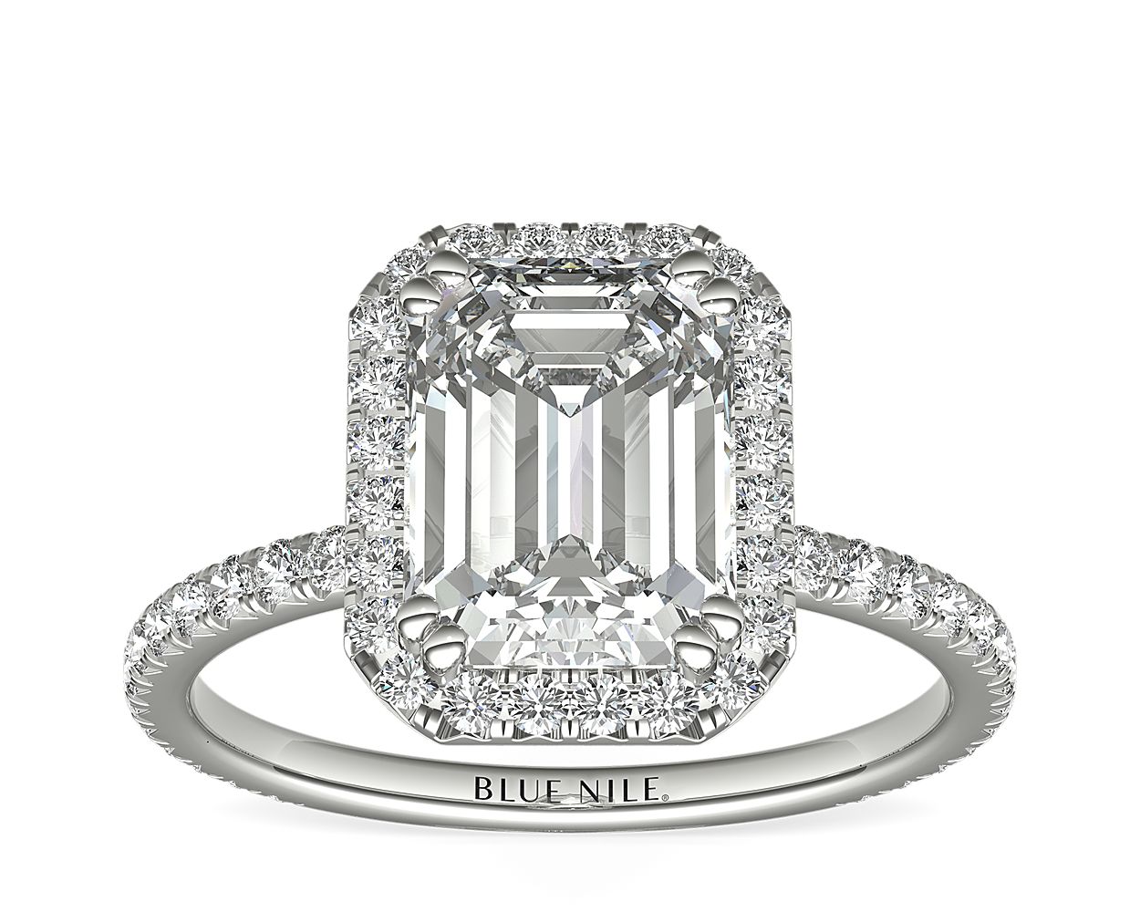 Blue Nile Studio Emerald Cut Heiress Halo Diamond Engagement Ring in ...